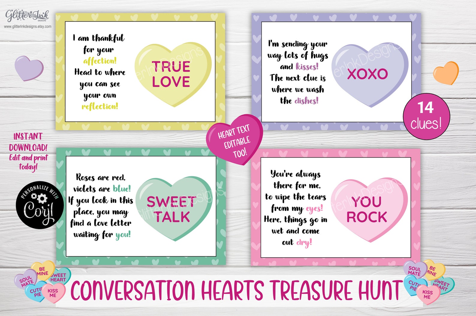 Valentine's Day Conversation Hearts Scavenger Hunt / - Etsy