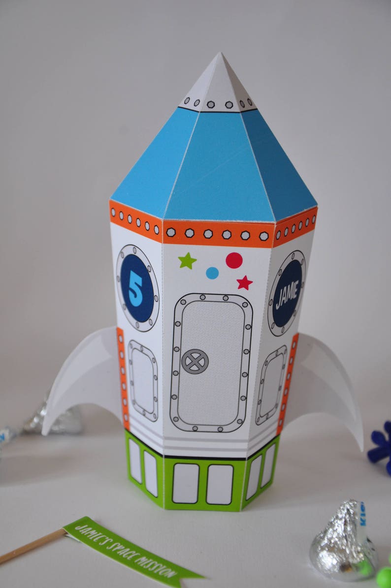 Outer Space Rocket Party Favors Printable Spaceship Favor Box ...
