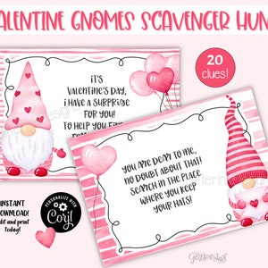 Valentine's Day Scavenger Hunt Clue Cards / Valentines Day Treasure ...
