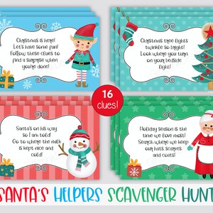 Christmas Scavenger Hunt Clue Cards / Christmas Treasure Hunt Clues ...