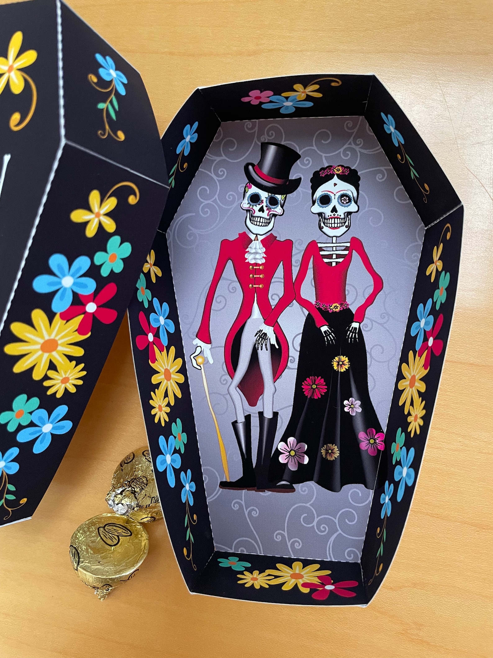 Day of the Dead Coffin Treat Box / Dia De Los Muertos Sugar - Etsy