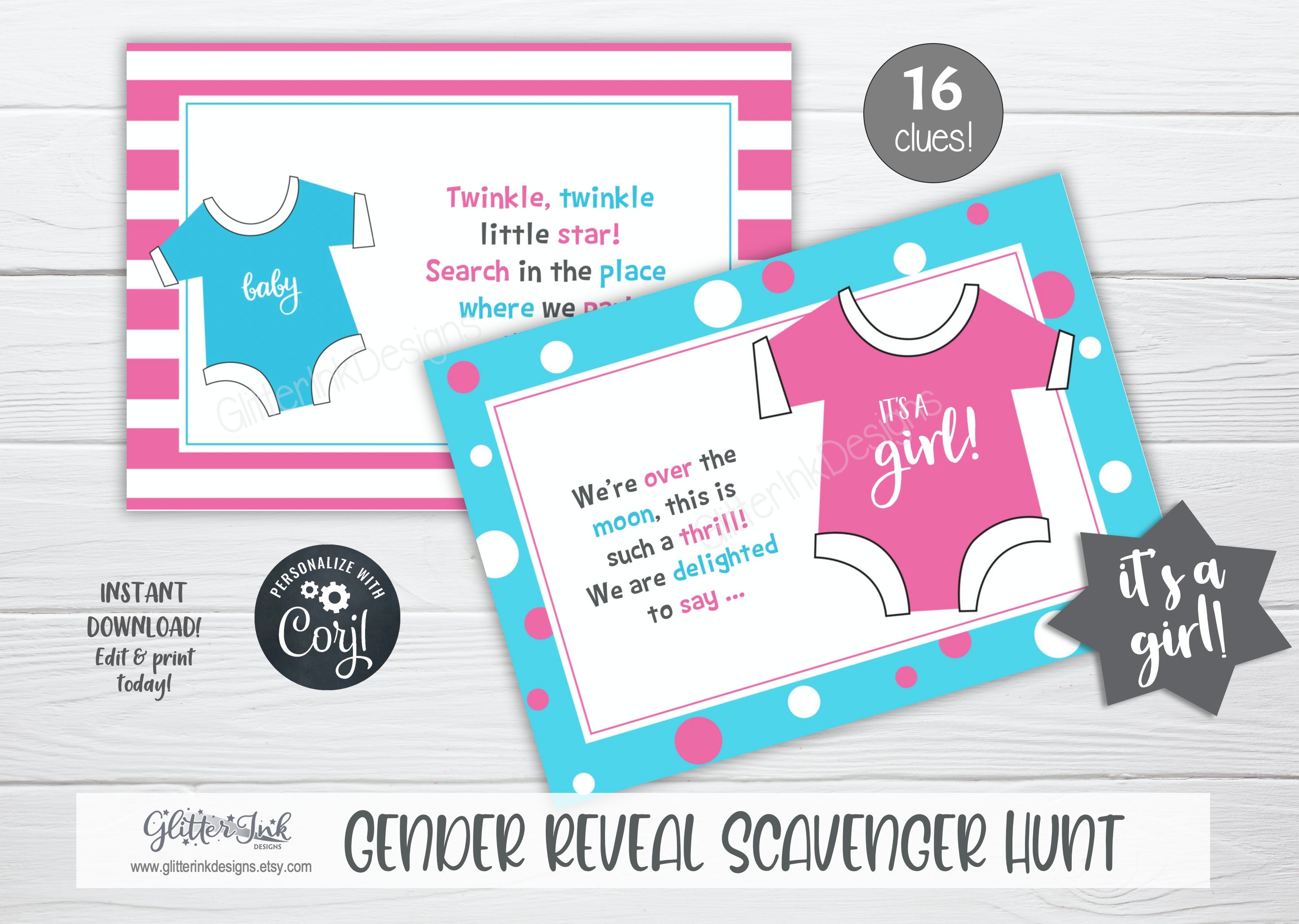 Gender Reveal Scavenger Hunt Clue Cards / Gender Reveal | Etsy India