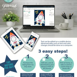 Outer Space Party Photo Booth Frame / Rocket Printable Party Prop ...