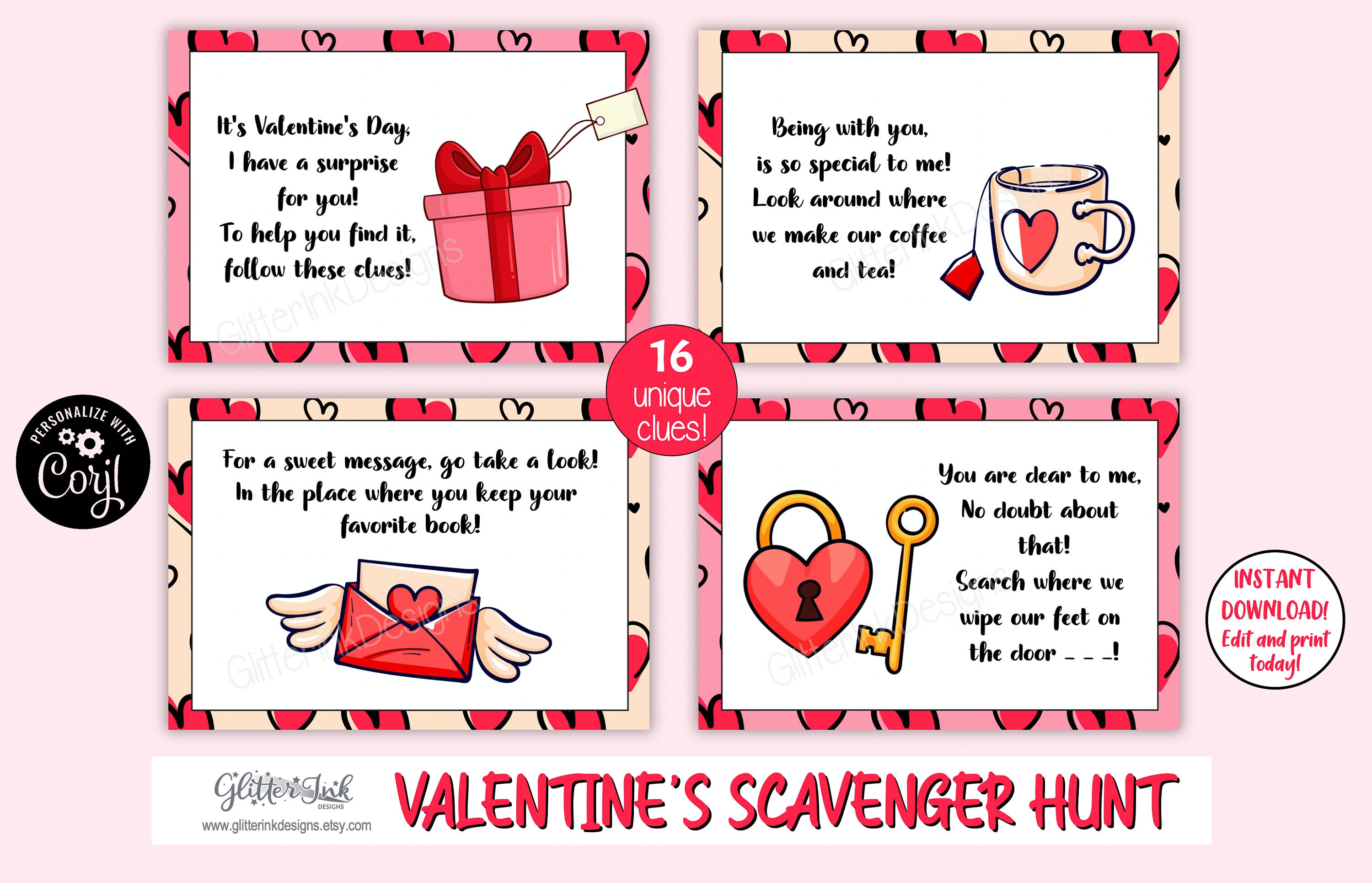Valentines Day Scavenger Hunt Clue Cards / Valentine's Day - Etsy Australia