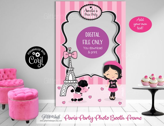 PRINTABLE 24x36" Paris theme party photo booth frame / Paris party prop ...