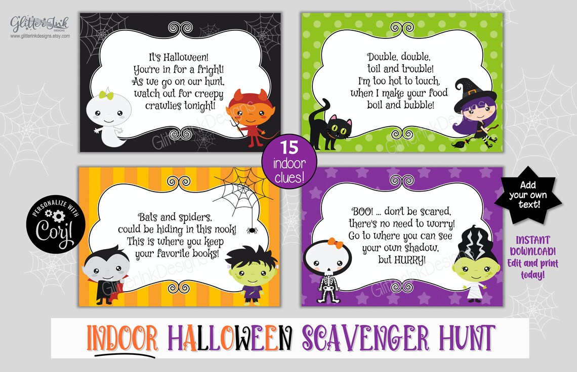 Indoor Halloween Scavenger Hunt Clue Cards / Kids Halloween - Etsy