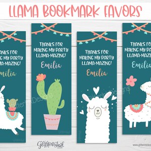Llama Party Bookmark Favor / Llama Party Favors / Llama Birthday Thank ...
