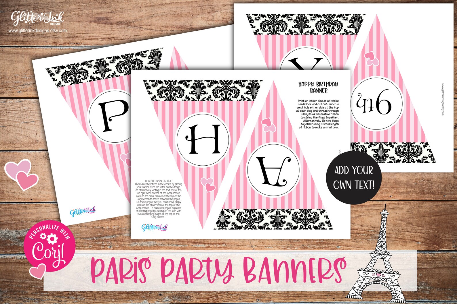 Paris Party Printable Banner / French Themed Birthday Decor / Party in ...