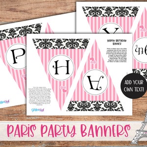 Paris Party Printable Banner / French Themed Birthday Decor / Party in ...
