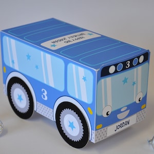Little Bus Birthday Printable Favor Box, Editable Party Favors Cupcake ...