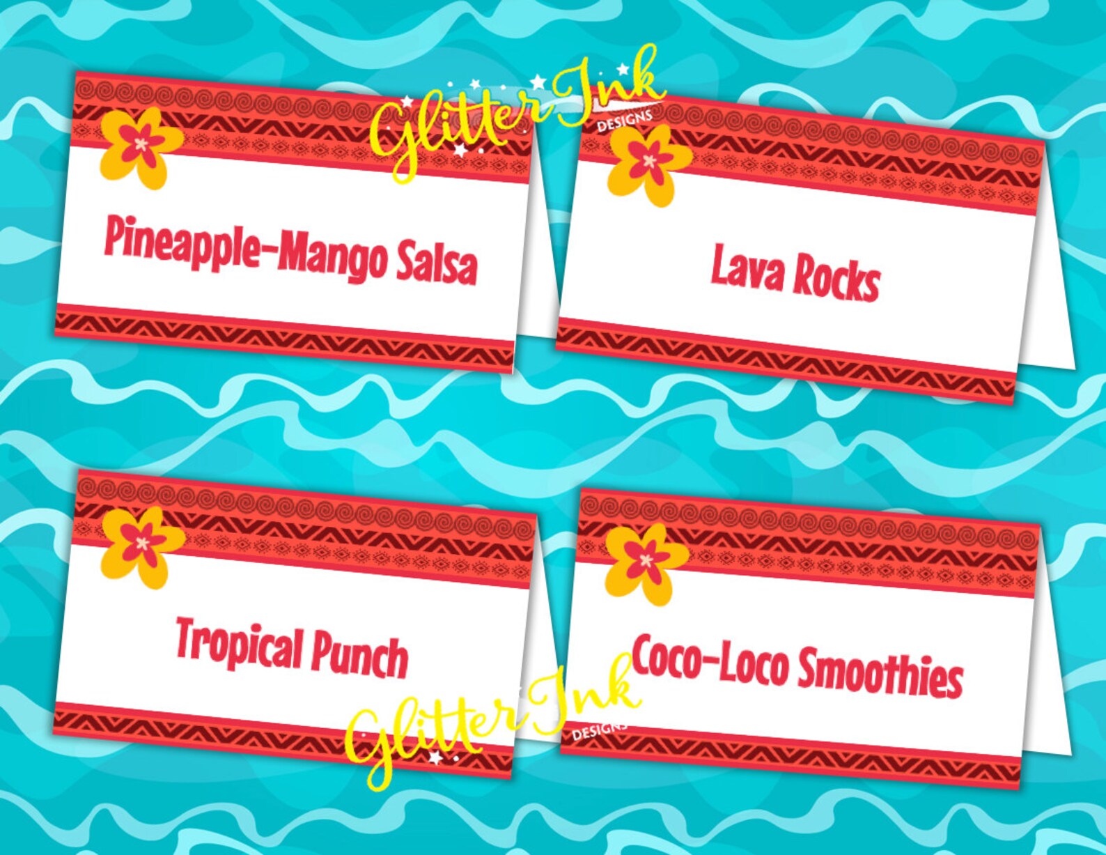 Moana Party Printable Food Tent Cards / Moana Birthday - Etsy