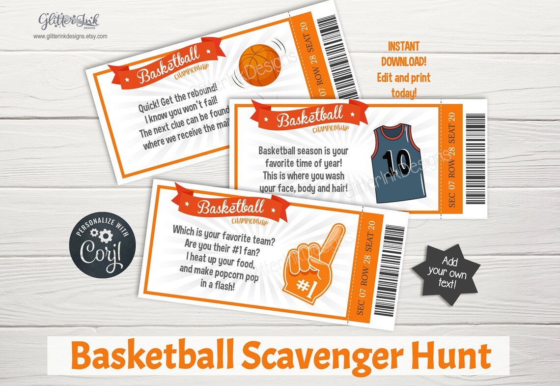 Basketball Scavenger Hunt Clue Cards / Basketball Party Kids - Etsy