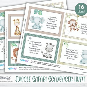 Safari Scavenger Hunt Clue Cards / Jungle Party Treasure Hunt Clues ...