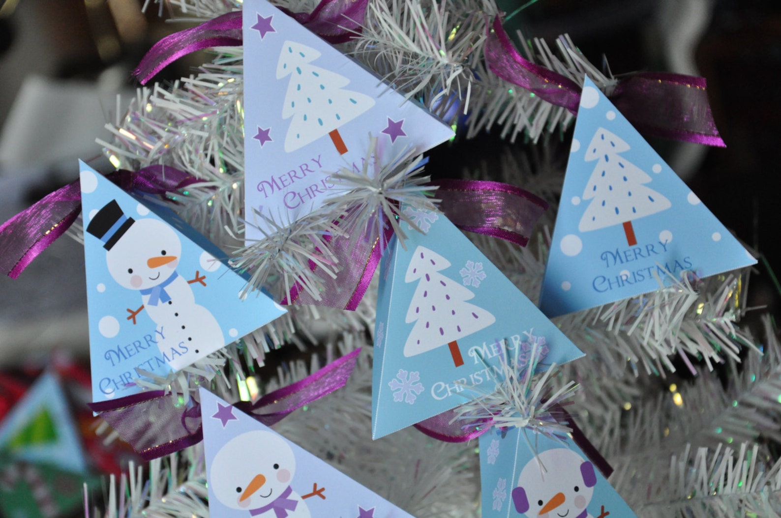 Snowman Merry Christmas Triangle Gift Box PDF Printable - Etsy
