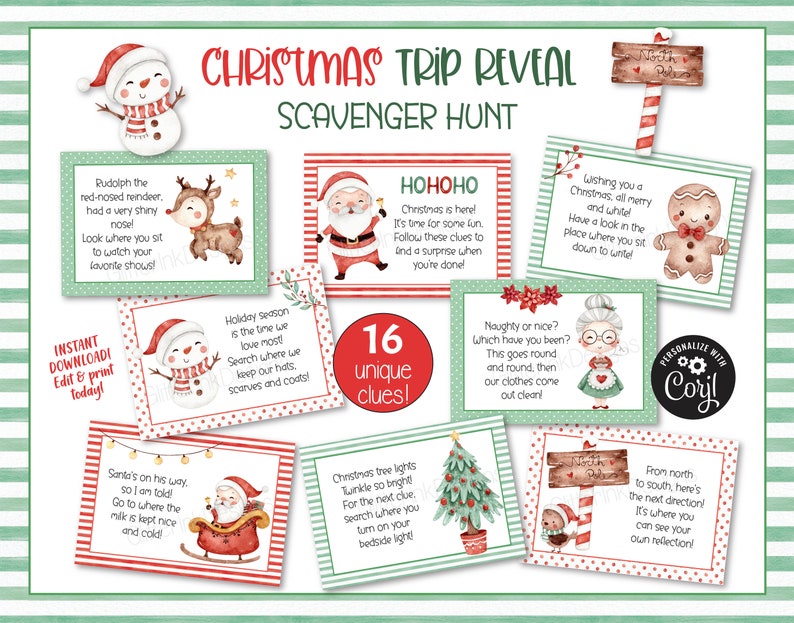 Christmas Surprise Trip Reveal Scavenger Hunt Boarding Pass / - Etsy