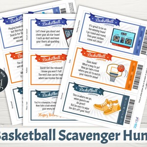Basketball Scavenger Hunt Clue Cards / Basketball Birthday Kids ...