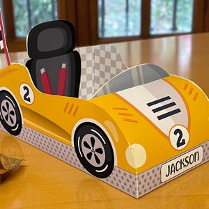 Two Fast Birthday Race Car Party Favors Treat Box, Printable Papercraft ...