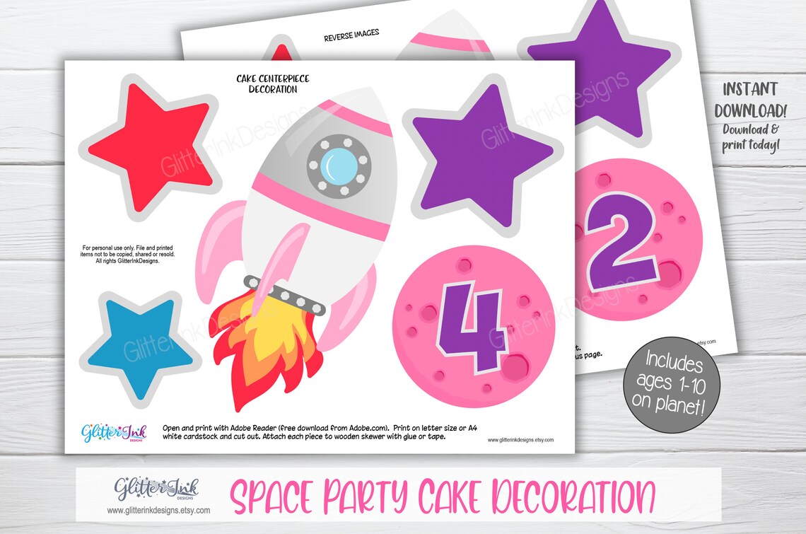 Outer Space Party Printable Cake Topper / Space Centerpiece - Etsy