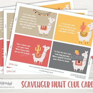 Llama Scavenger Hunt Clue Cards / Llama Party Treasure Hunt - Etsy