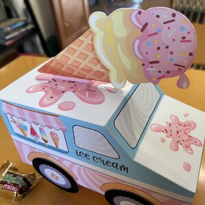 Ice Cream Truck Printable Favor Box, Two Sweet Birthday Customizable ...