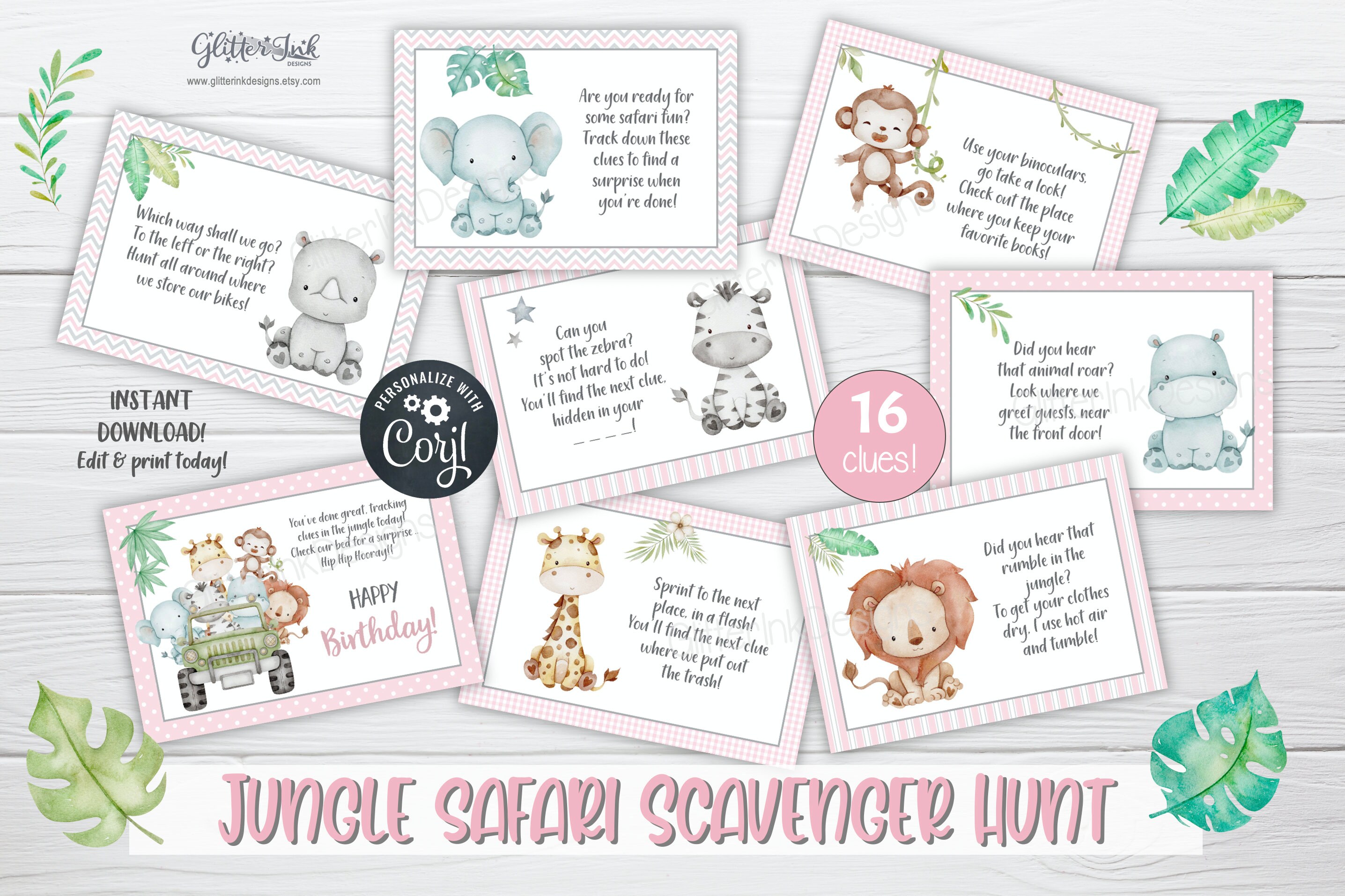 Safari Scavenger Hunt Clue Cards / Jungle Party Treasure Hunt | Etsy