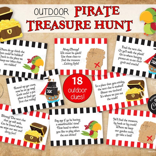 Outdoor Pirate Treasure Hunt for Kids Pirate Scavenger Hunt - Etsy Canada