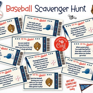 Fun Baseball Scavenger Hunt Clue Cards for Kids Birthday or Christmas ...