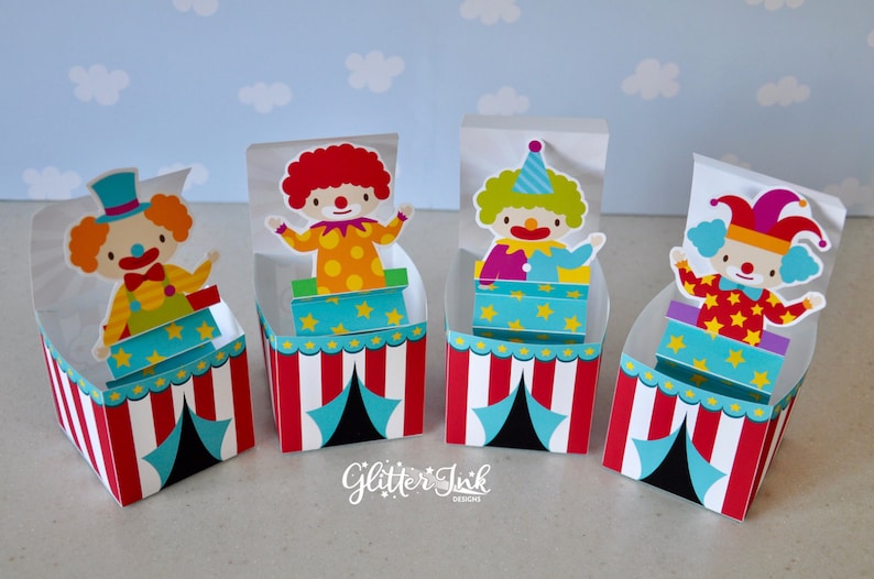 Circus Clown Jack in the Box Pop up Favor Box / Printable - Etsy