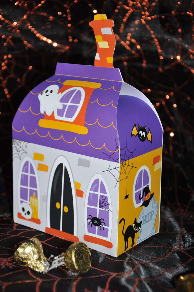 Halloween Treat Boxes / Halloween Printable Favor Box Haunted - Etsy