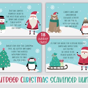 Outdoor Christmas Scavenger Hunt Clue Cards / Christmas Treasure Hunt ...