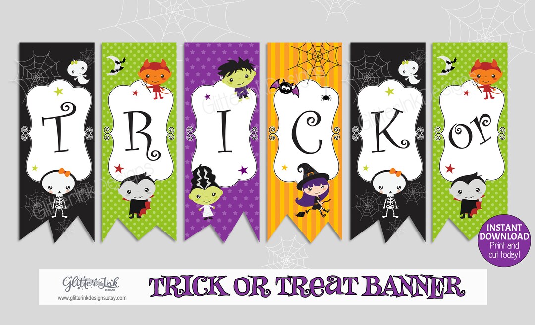 Halloween Banner / Halloween Printable Trick or Treat Banner / - Etsy
