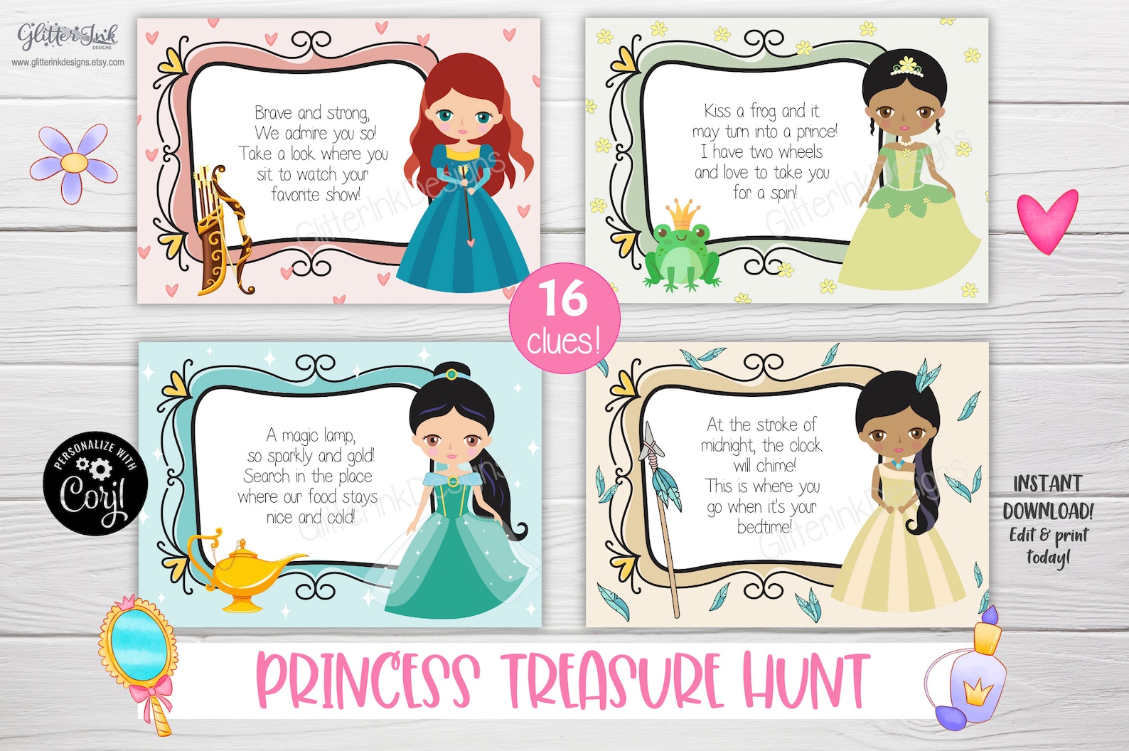 Fairytale Princess Printable Scavenger Hunt Clue Cards for Kids ...