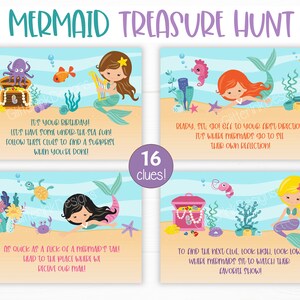 Mermaid Party Treasure Hunt Clues for Kids, Under the Sea Birthday ...