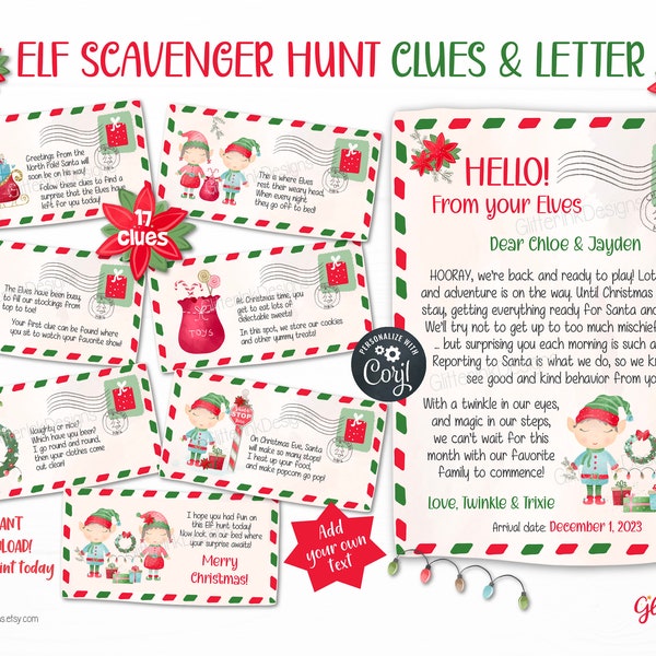 Elf Scavenger Hunt Cards - Etsy