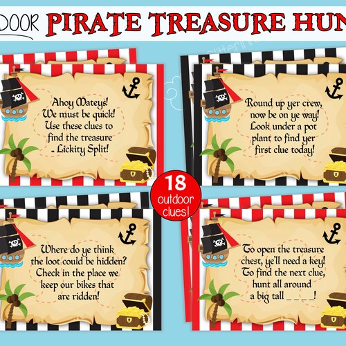 Pirate Treasure Hunt Kids Birthday Party Games Scavenger - Etsy