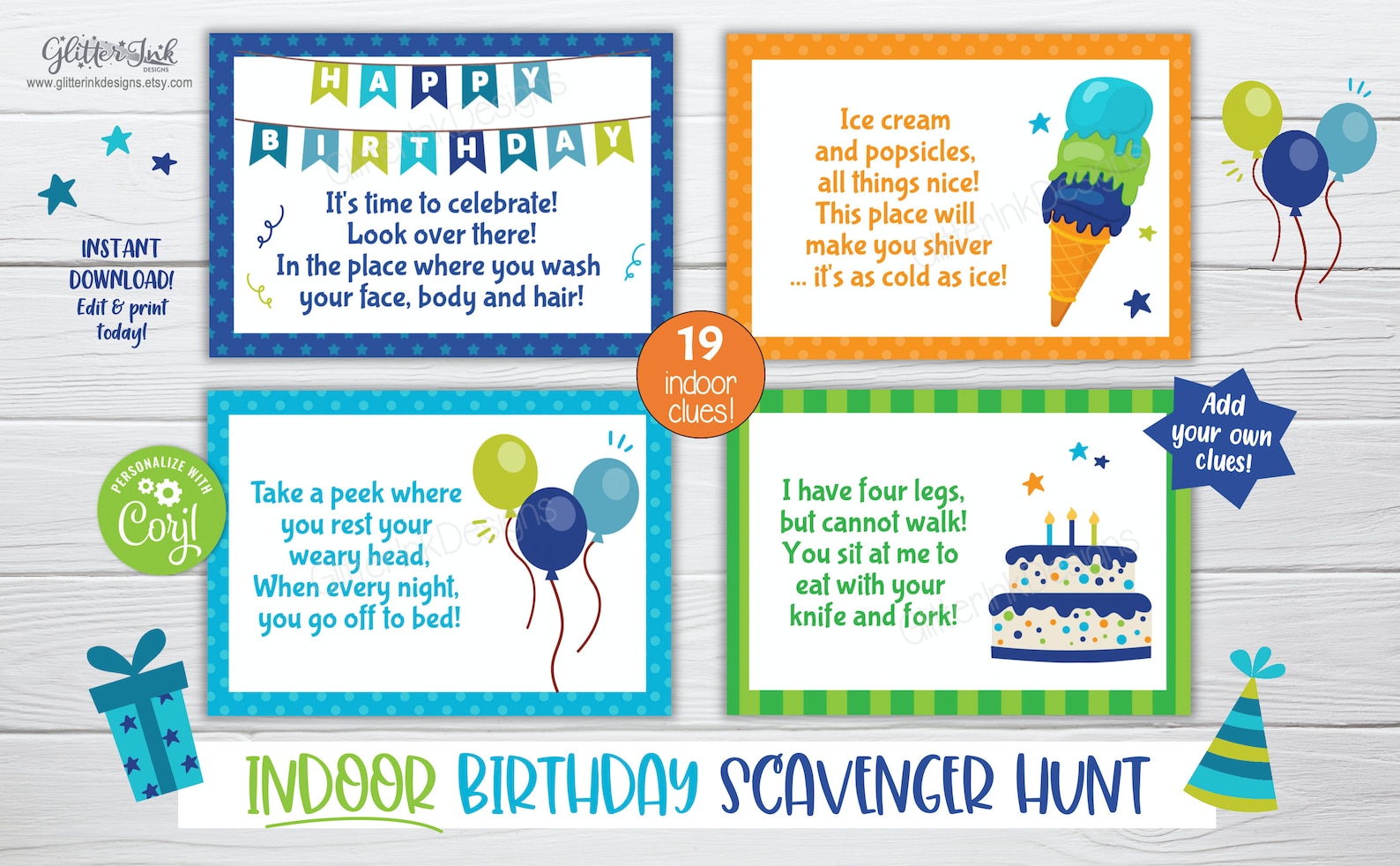 Indoor Birthday Scavenger Hunt / Kids Treasure Hunt Clues / - Etsy