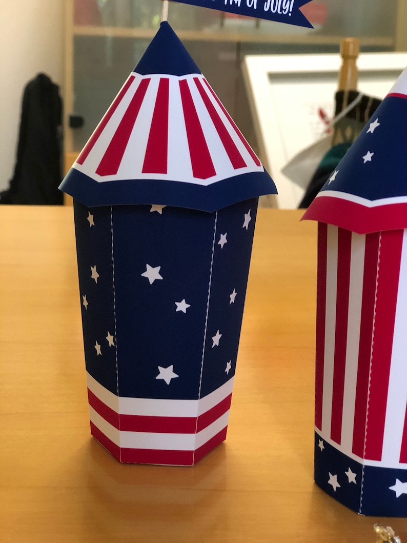 4th of July Rocket Favor Box / Fourth of July Party Decorations ...