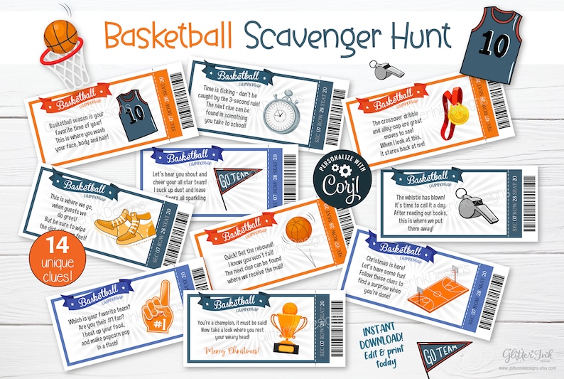 Surprise Basketball Game Reveal Scavenger Hunt and Printable - Etsy