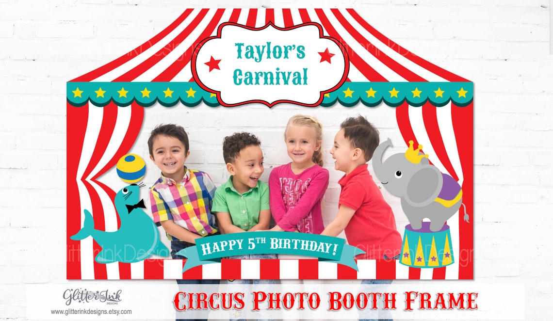 Circus carnival party photo booth frame PDF and PNG | Etsy