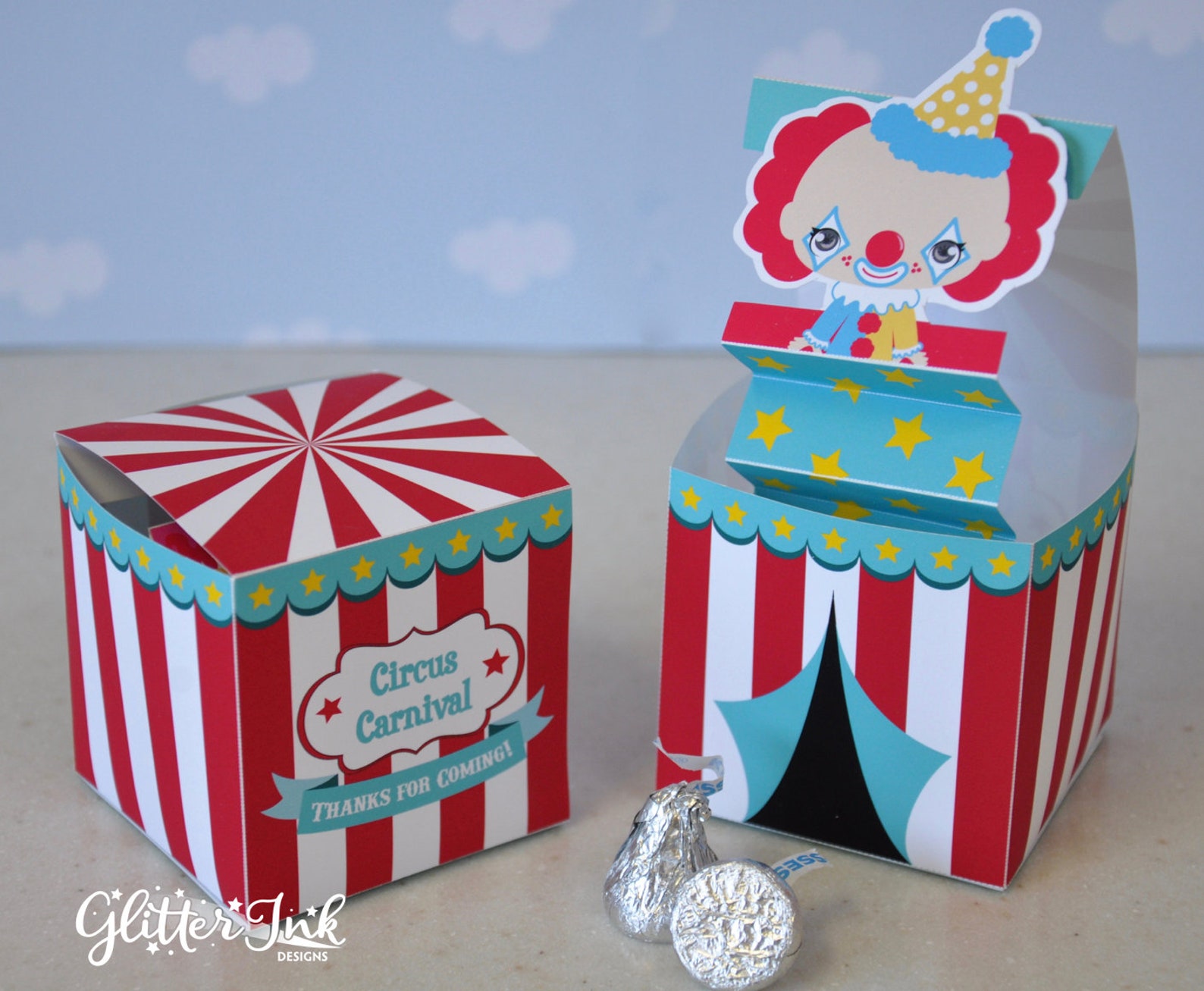 Circus Carnival Clown Jack in the Box Pop up Favor Box PDF | Etsy