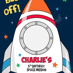 Outer Space Party Photo Booth Frame / Rocket Printable Party Prop ...