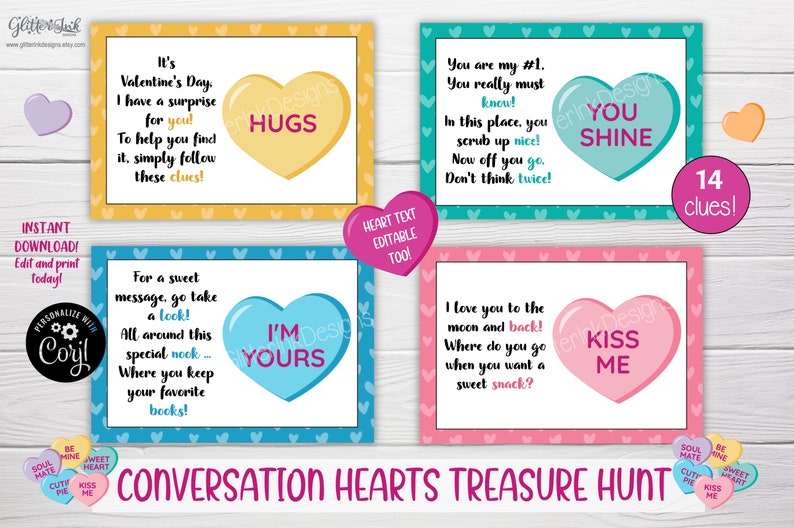 Valentine's Day Conversation Hearts Scavenger Hunt / - Etsy
