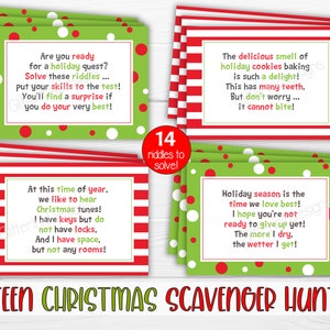 Teen Christmas Scavenger Hunt Riddles, Printable Xmas Tricky Treasure ...