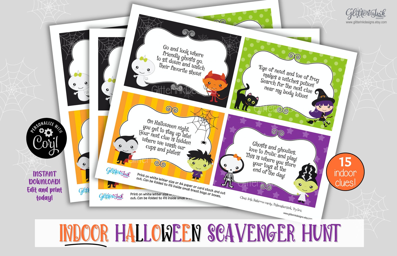 Indoor Halloween Scavenger Hunt Clue Cards / Kids Halloween - Etsy