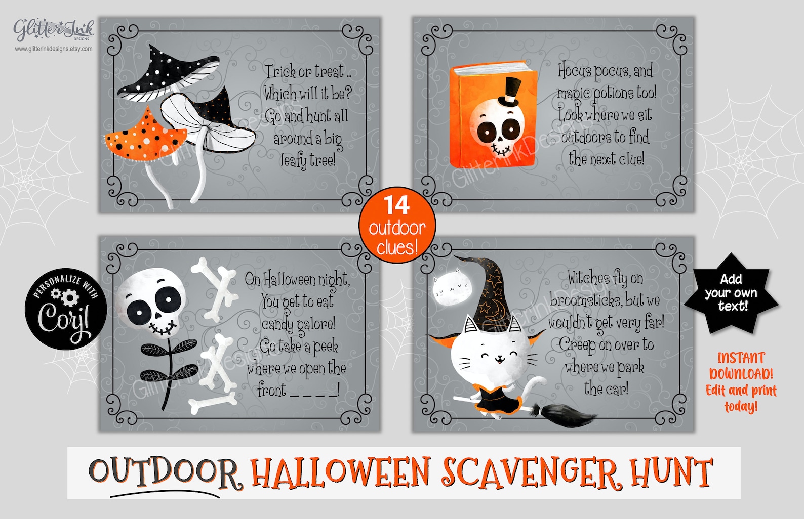 Outdoor Halloween Scavenger Hunt / Kids Halloween Treasure Hunt Clues ...