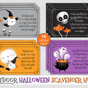 Outdoor Halloween Scavenger Hunt / Kids Halloween Treasure Hunt Clues ...