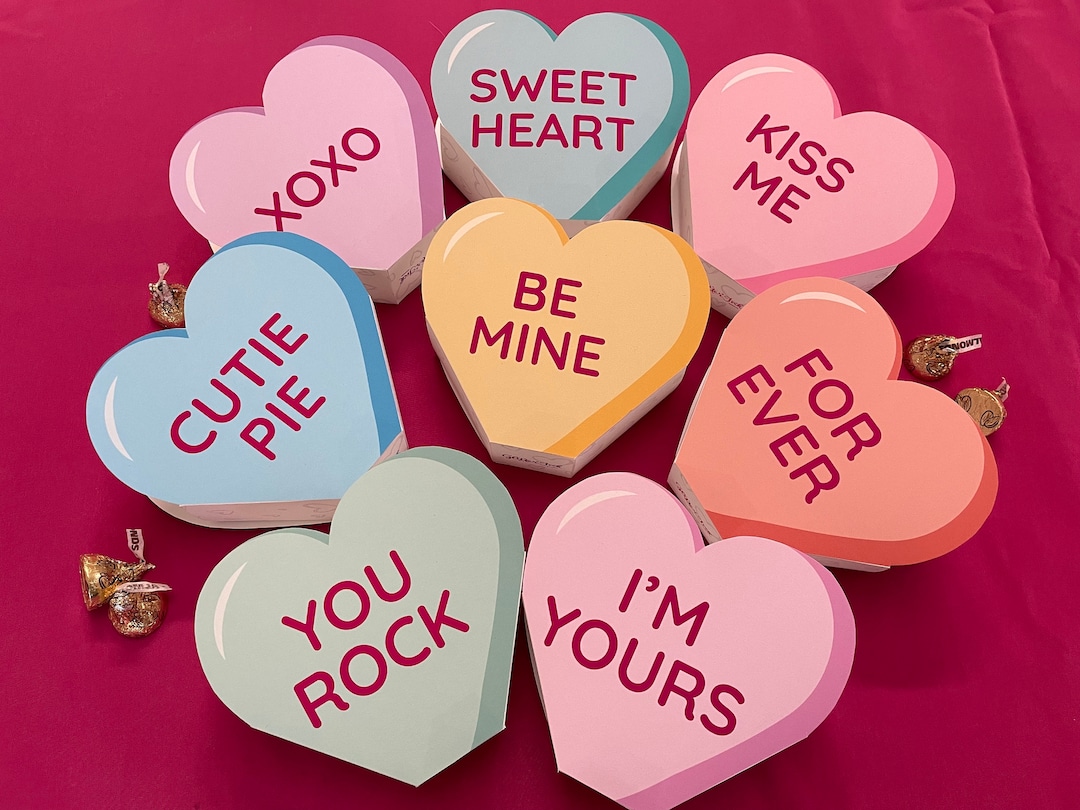 Valentines Day Conversation Hearts Printable Favor Boxes / Valentine ...