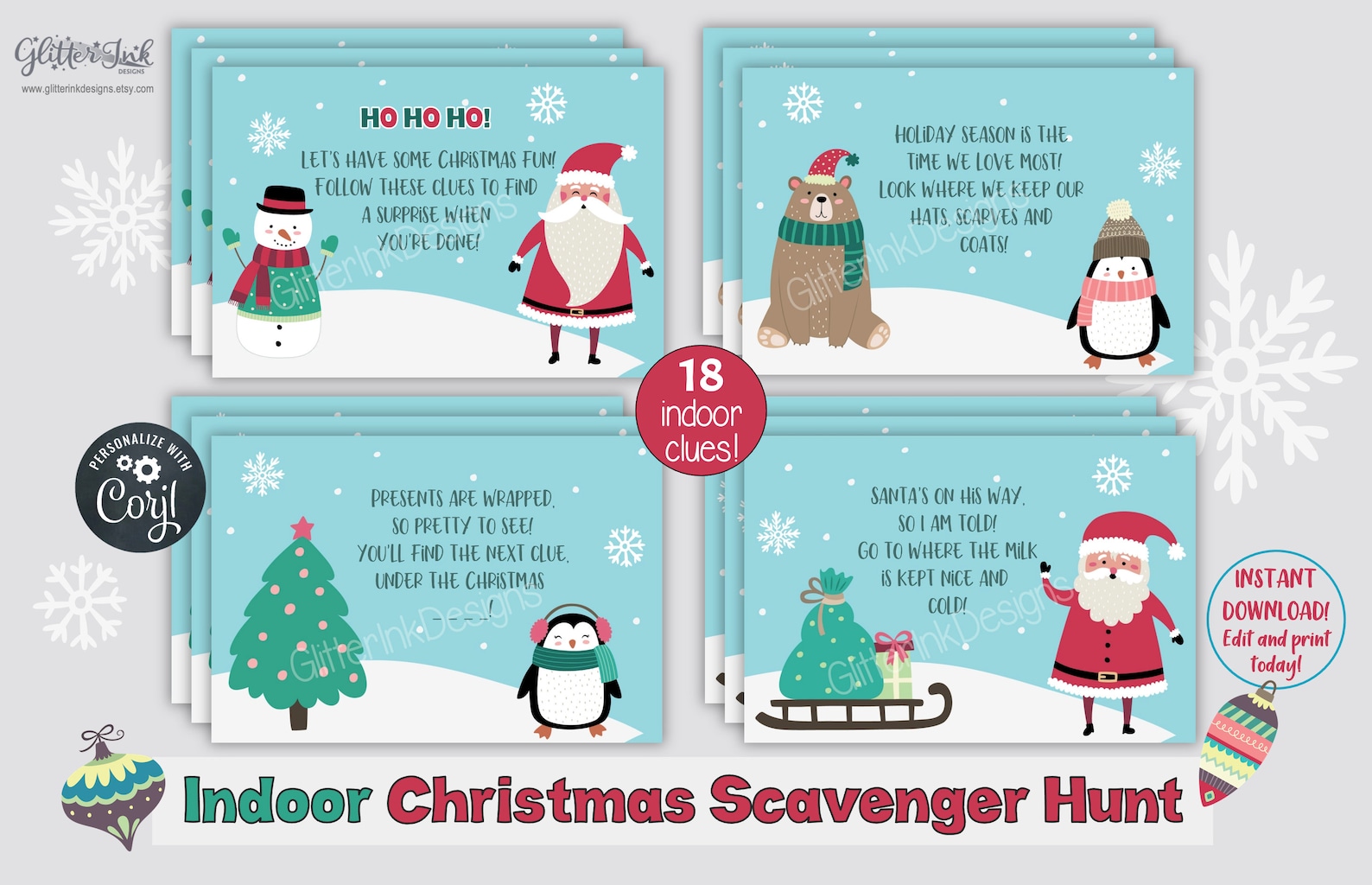 Indoor Christmas Scavenger Hunt Clue Cards / Christmas - Etsy