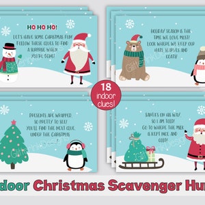 INDOOR Christmas Scavenger Hunt Clue Cards, Secret Santa Printable ...