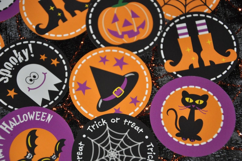 Halloween Printable Cupcake Toppers Favor Bag Tags, Spooky Party Favors ...
